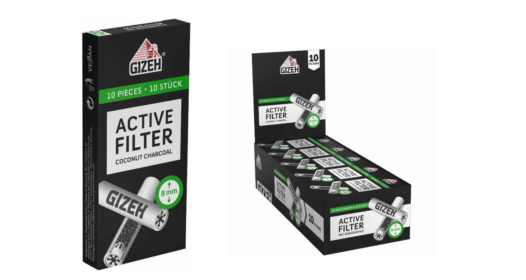 GIZEH ACTIVE FILTER 8MM NOW WITH COCONUT CARBON AND A NEW DESIGN